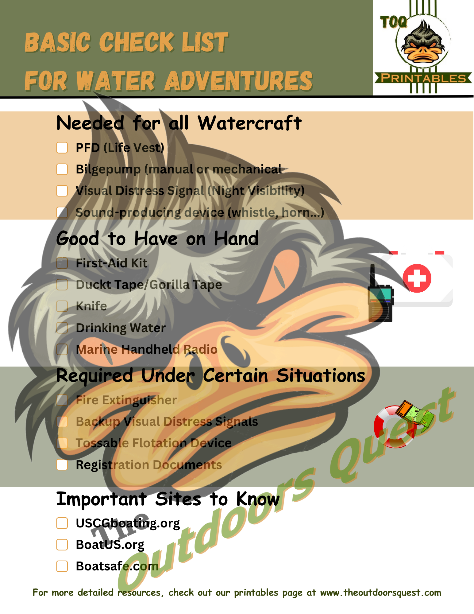 Basic Boater Safety Checklist for Kayaking, Canoeing, Boating, & More ...